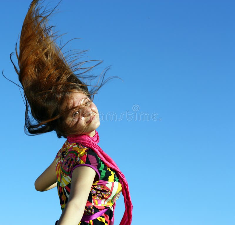 Portrait of a Young Lady in the Wind Stock Photo - Image of fashion ...