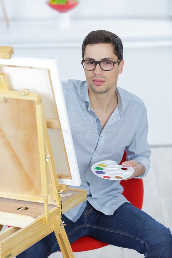 Portrait Young Male Artist at Work Stock Image - Image of design ...