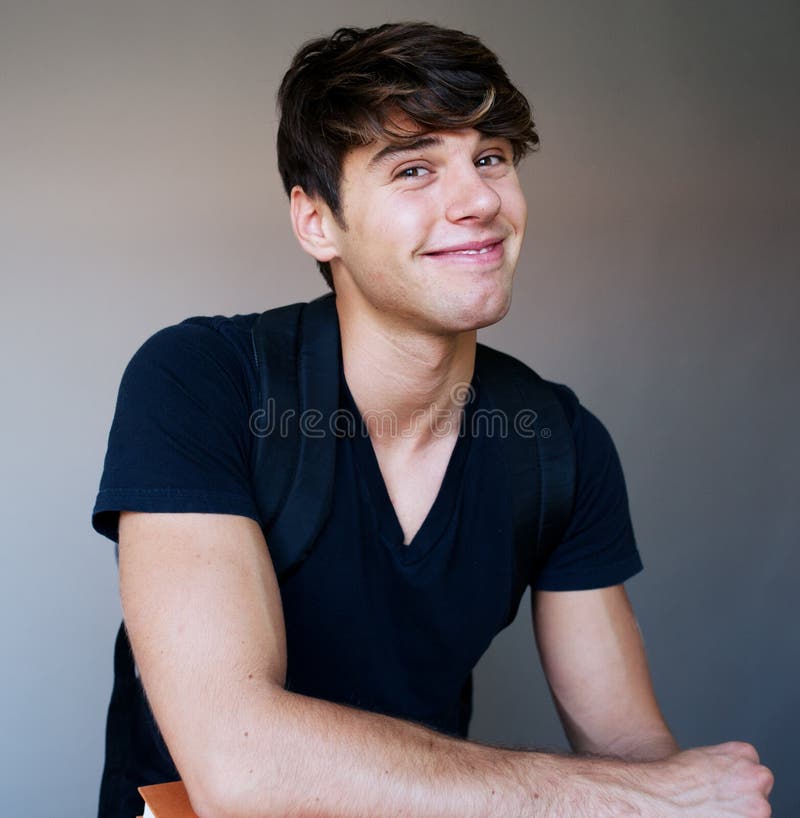 Portrait of a Young Male Student with Books Stock Image - Image of ...