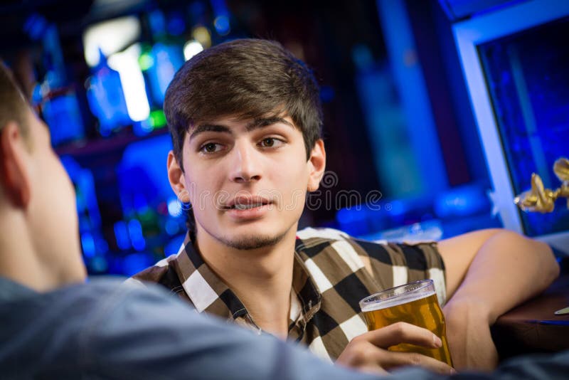 Portrait of a Young Man at the Bar Stock Photo - Image of club, beer ...