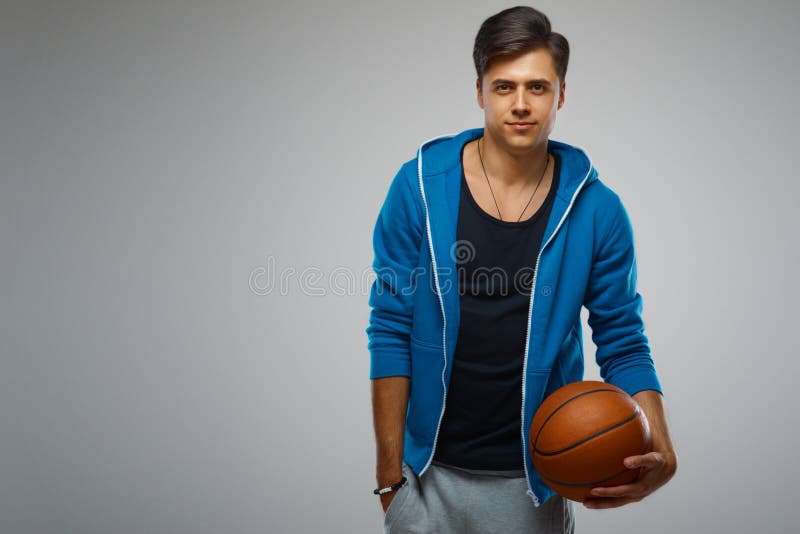 Portrait of a Young Man Basketball Player Stock Image - Image of ball ...