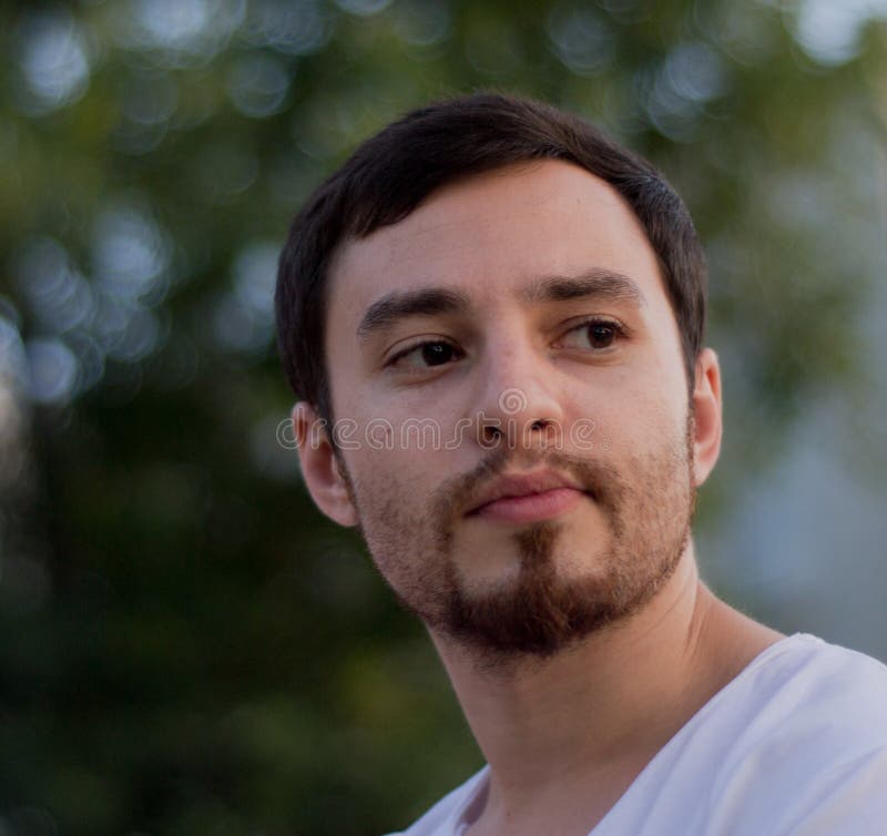 Portrait of a Young Man with a Beard Stock Image - Image of male, shirt ...