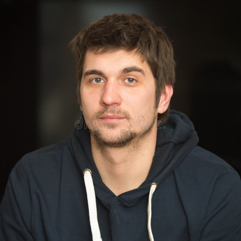 Portrait of a Young Man with Black Wavy Hair Stock Photo - Image of ...