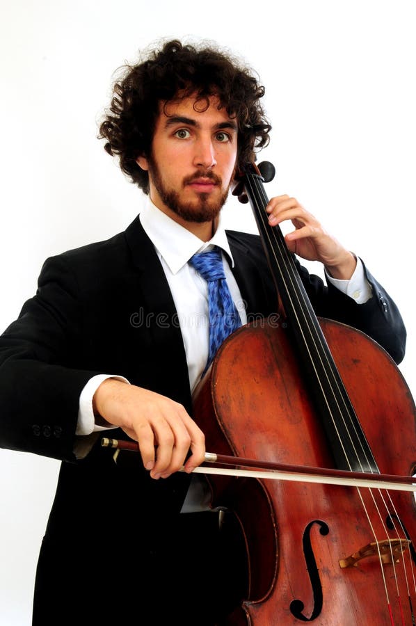 Portrait of Young Man with Cello Stock Photo - Image of isolated ...