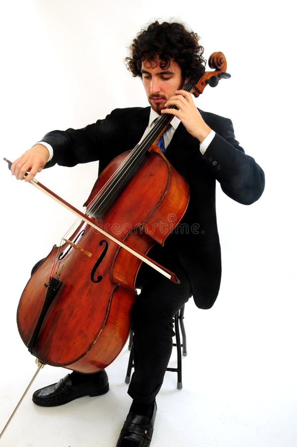 Portrait of Young Man with Cello Stock Image - Image of modern, glamour ...