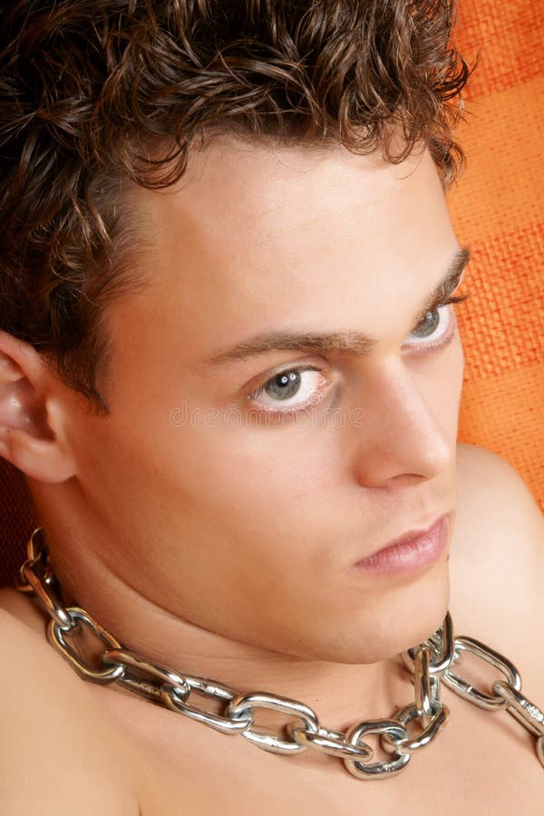 Portrait of a Young Man with Chain Stock Image - Image of young ...