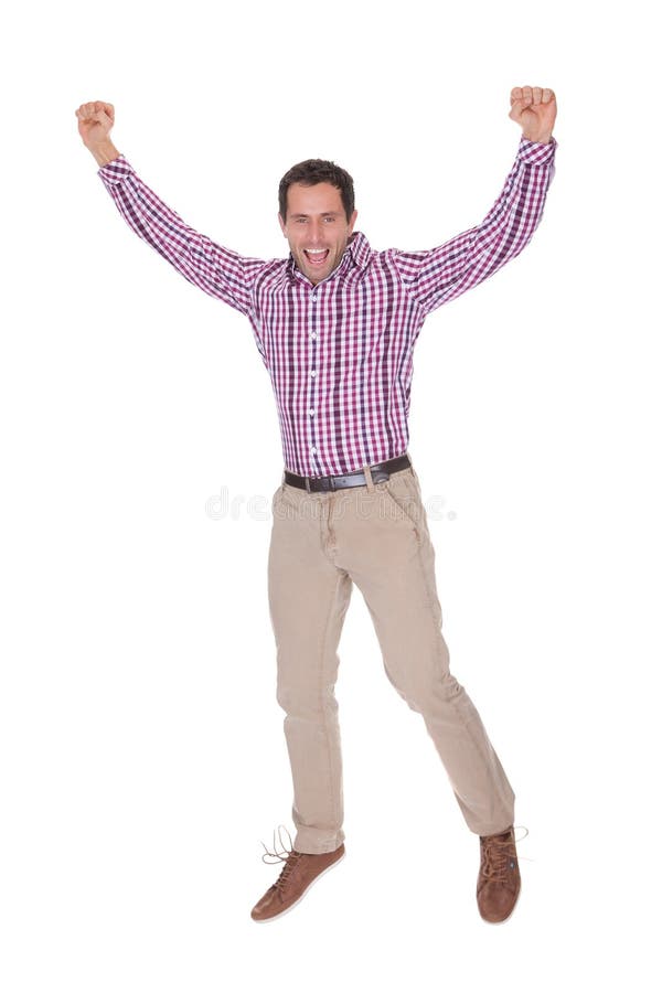 Portrait of Young Man Cheering Stock Image - Image of excitement, hair ...