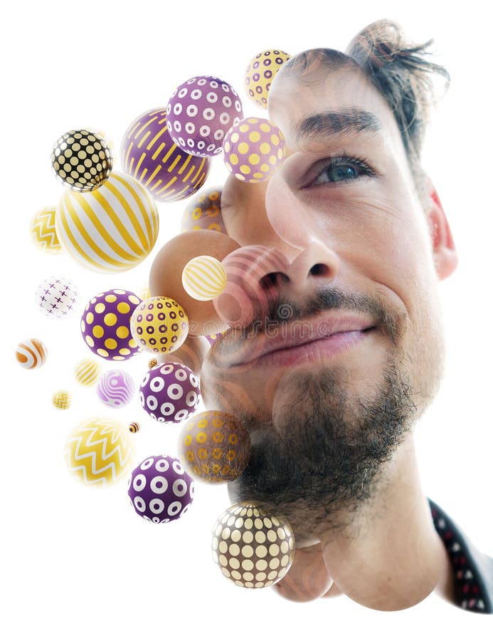 A Portrait of a Young Man Combined with Digital Graphics Stock Image ...