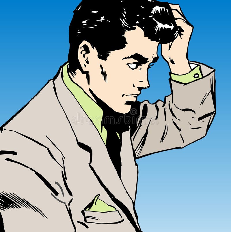 Man in Stress and Crying. Vector Illustration in Comic Retro Pop Art ...