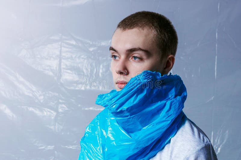 Ecological Content. Frontal Portrait of a Young Man with Blue Eyes ...