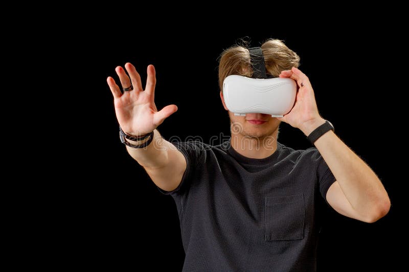 Portrait of a Young Man with 3D Virtual Reality Glasses. Young Man ...