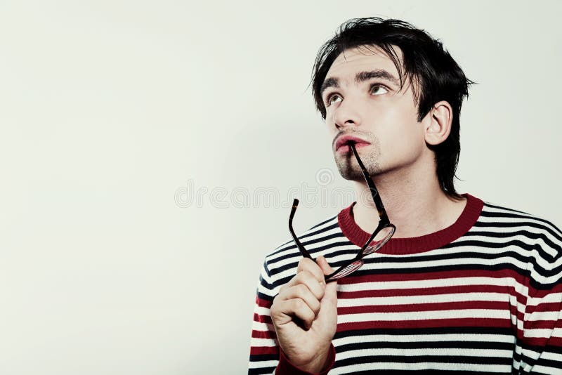 Portrait of a Young Man with Dreamy Look Stock Photo - Image of person ...