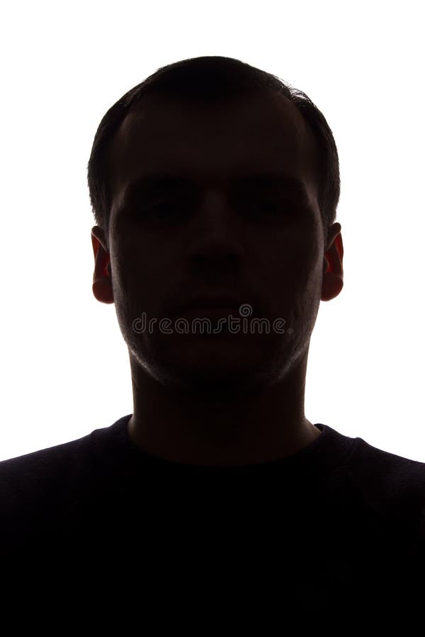 Portrait of a Young Man, Front View - Dark Isolated Silhouette Stock ...