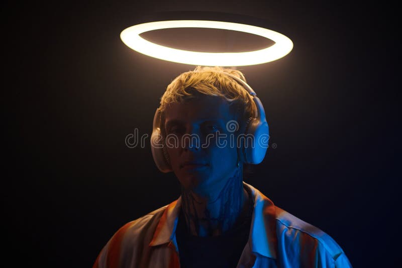 Man Standing Under Ring Light Stock Image - Image of dance, electro ...