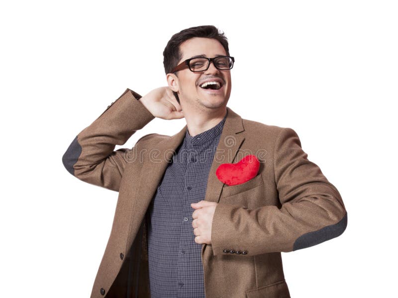 Portrait of a Young Man with Heart Shape Stock Image - Image of person ...