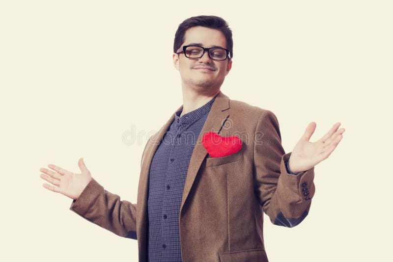 Portrait of a Young Man with Heart Shape Stock Image - Image of love ...