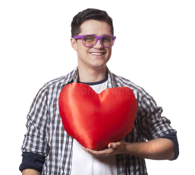 Portrait of a Young Man with Heart Shape Stock Photo - Image of ...