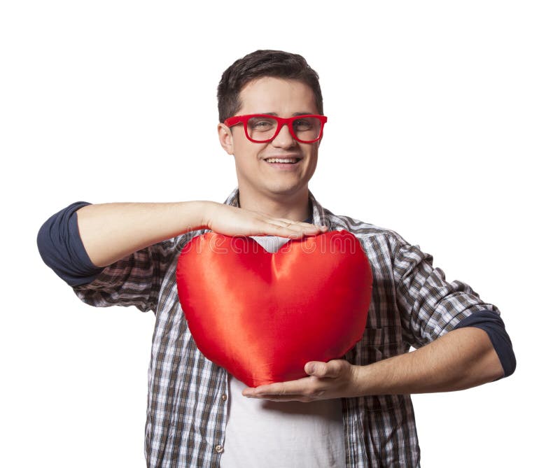 Portrait of a Young Man with Heart Shape Stock Image - Image of adult ...