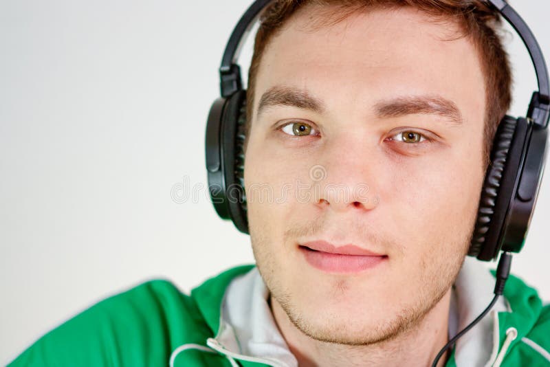 Portrait of a Young Man Listen Music Stock Image - Image of player ...