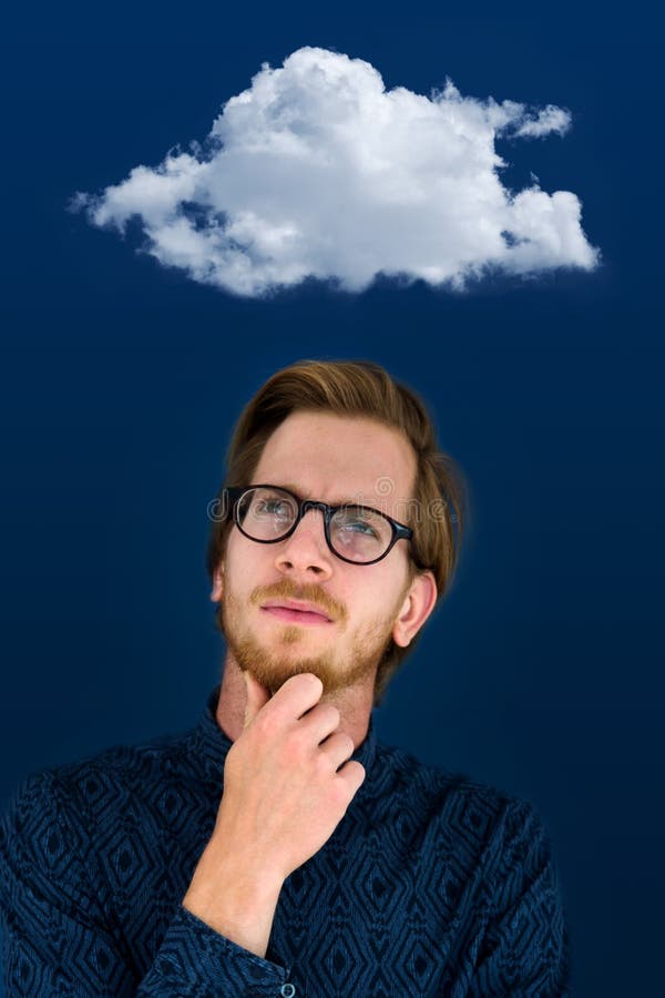 Young Man Looking Pensive To a Cloud Above Him Stock Photo - Image of ... Young Man Looking Pensive To a Cloud Above Him Stock Photo - Image of ...