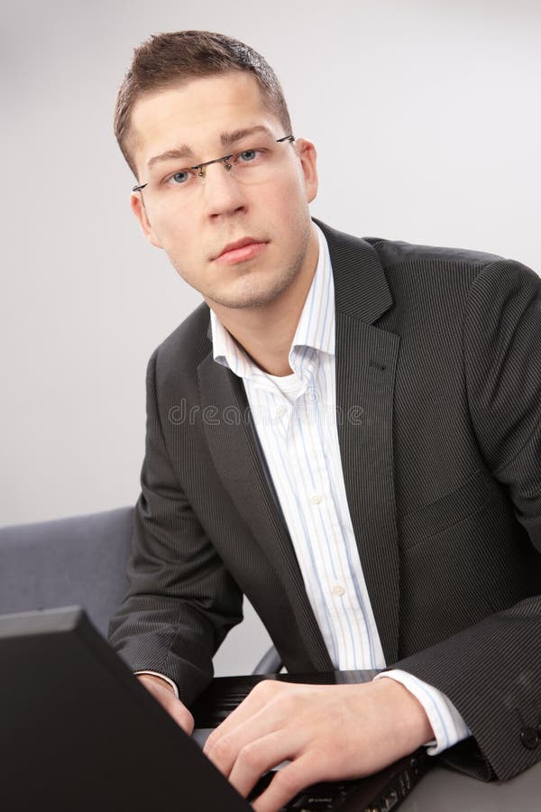 Portrait of Young Man in the Office Working Stock Photo - Image of male ...