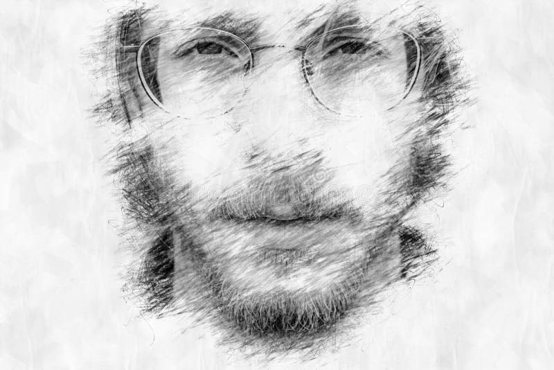 Portrait of Young Man in Pencil Drawing Style Stock Illustration ...