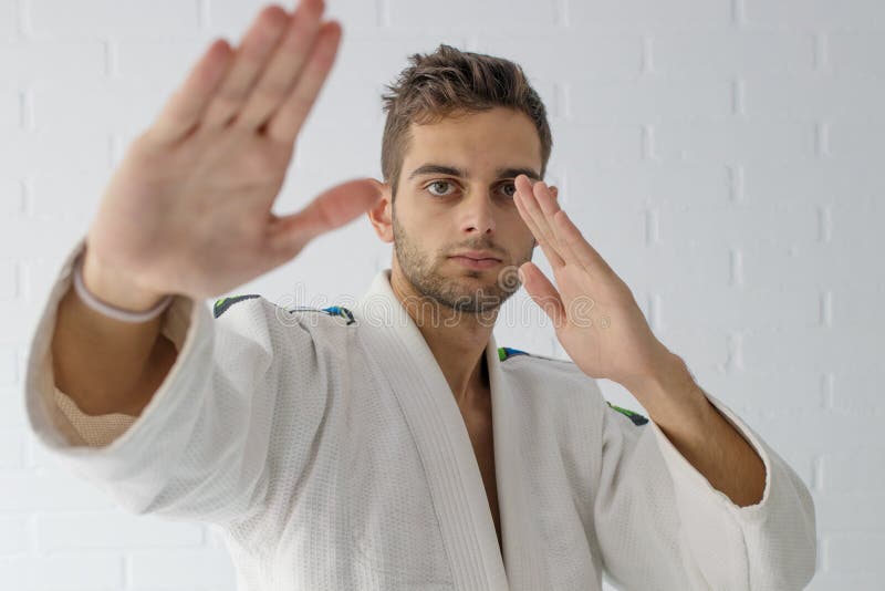 Young Man Practicing Martial Arts Stock Image - Image of combat, effort ...