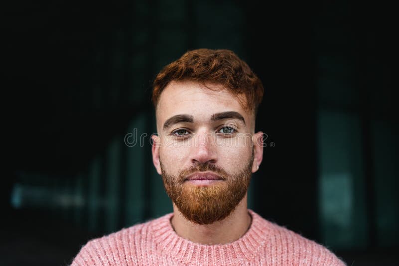 Portrait of Young Man with Red Hair Looking at the Camera Stock Photo ...