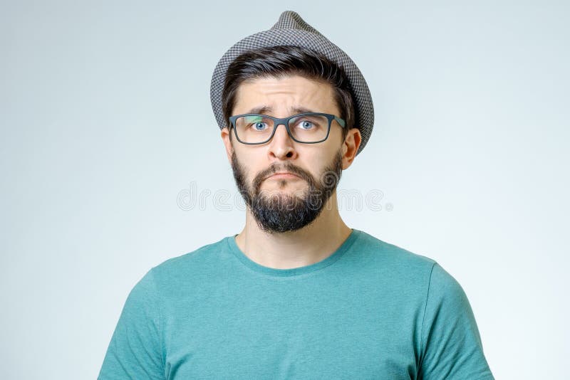 Portrait of Young Man with Sad Face Expression Stock Photo - Image of ...