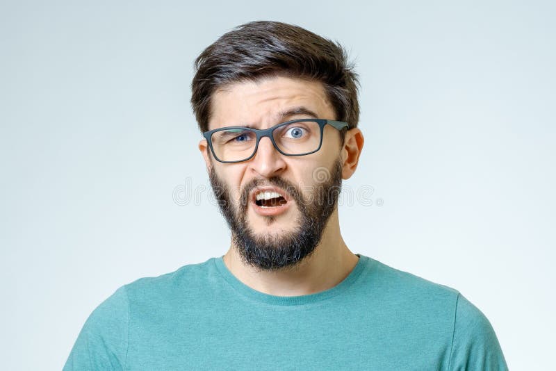 Portrait of Young Man with Sad Face Expression Stock Image - Image of ...