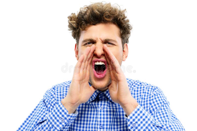Portrait of a Young Man Screaming Stock Image - Image of front ...