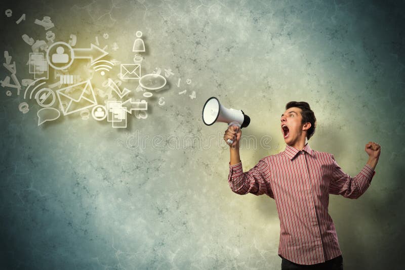 Business Team with Megaphone Stock Photo - Image of shout, shouting ...