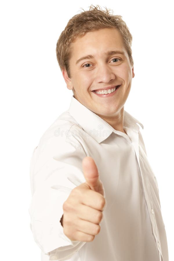 Portrait of a Young Man Showing Thumb Up Stock Photo - Image of smiling ...