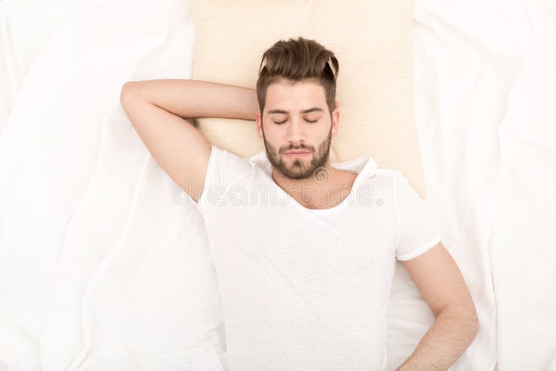 Portrait of Young Man Sleeping Stock Image - Image of cosy, attractive ...
