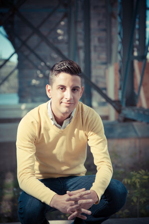 Portrait of a Young Man Smiling Outside Stock Image - Image of outdoors ...