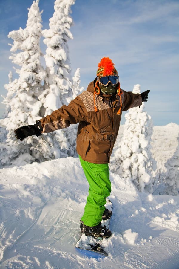 Portrait of a Young Man on the Snowboard Stock Image - Image of ...