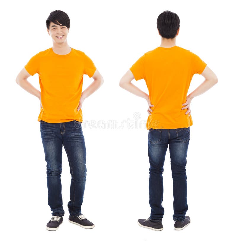 Portrait of Young Man Standing , Front and Back Stock Photo - Image of ...
