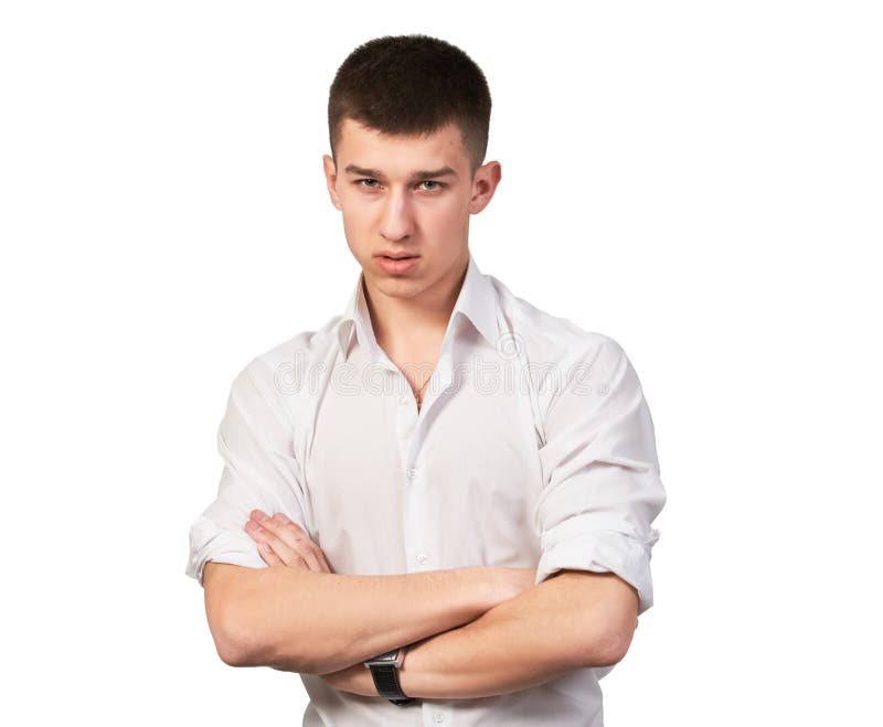 Portrait of Young Man Standing Isolated on White Stock Photo - Image of ...