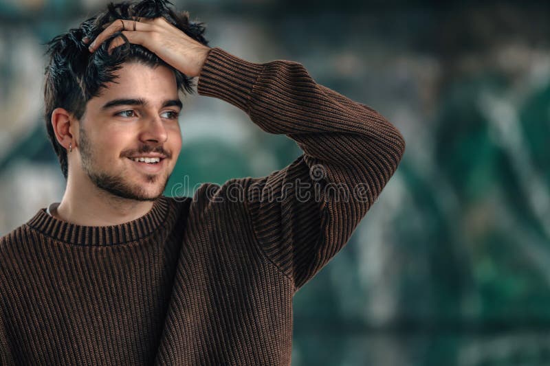 Young man on the street stock image. Image of model - 352282193