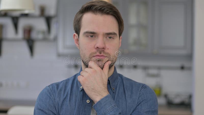 Portrait of Young Man Thinking about Creative Idea Stock Image - Image ...