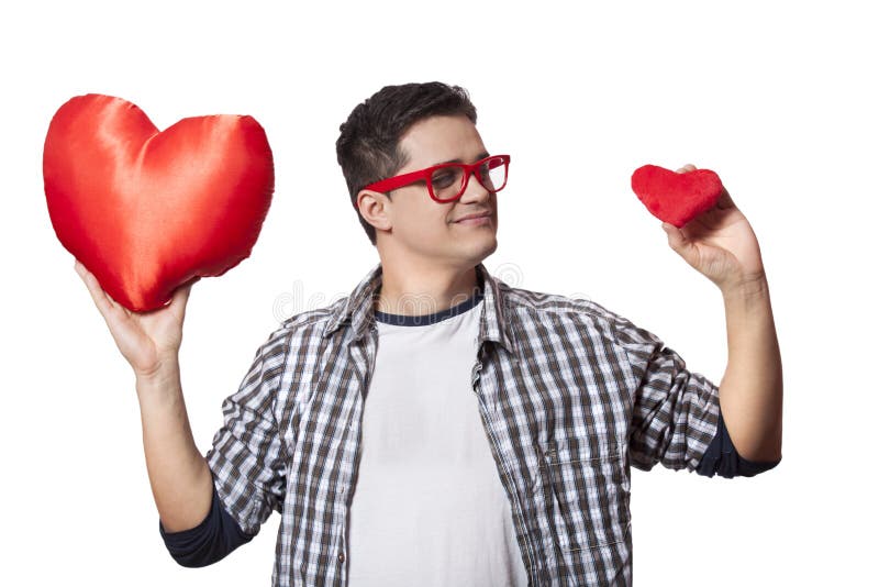 Portrait of a Young Man with Two Heart Shape Stock Photo - Image of ...