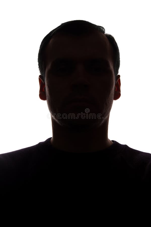 Portrait of a Young Man, Front View - Dark Isolated Silhouette Stock ...