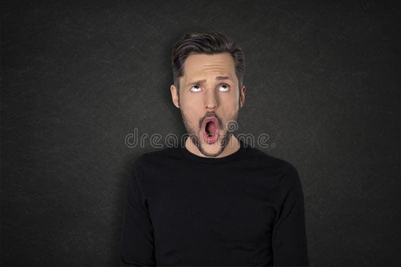 Portrait of Young Man with a Wow Expression Stock Image - Image of ...