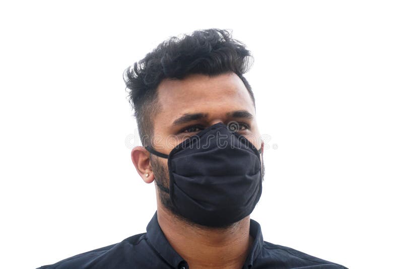 Portrait of a Young Masked Man Stock Photo - Image of pollution, covid ...