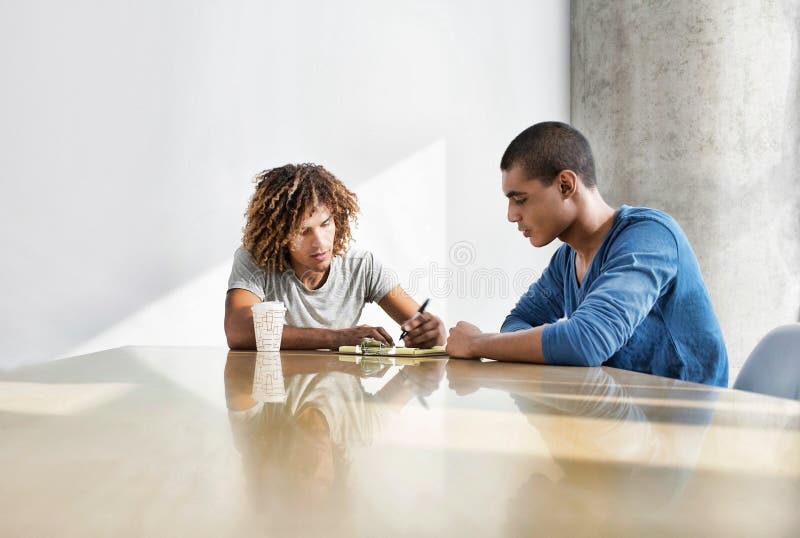 Portrait of Young Men Doing School Project at Home Stock Photo - Image ...