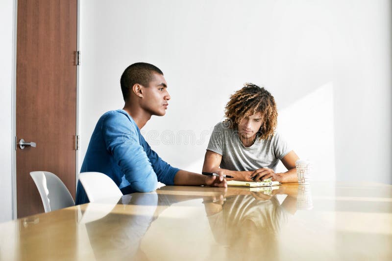Portrait of Young Men Doing School Project at Home Stock Photo - Image ...