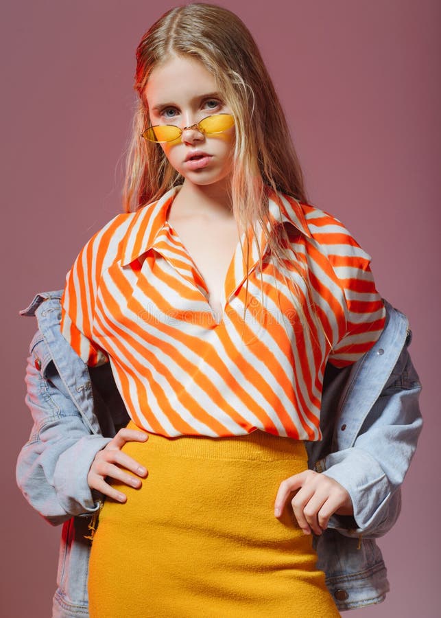 Portrait of Little Model Girl Stock Image - Image of young, fashion ...