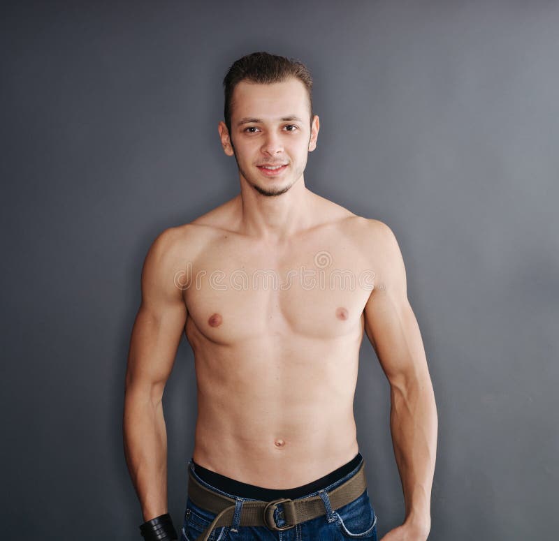 Portrait of Young Muscular Man Stock Image - Image of masculine, biceps ...