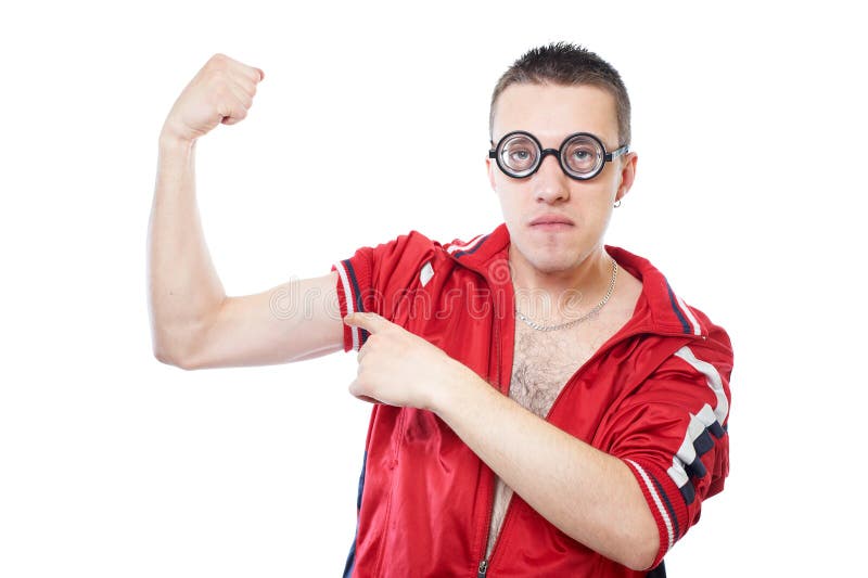 Funny Nerd Showing Muscles Stock Photos - Free & Royalty-Free Stock ...