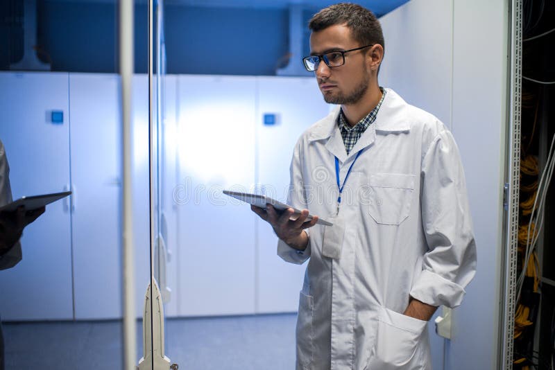 Young Scientist Using Supercomputer Stock Photo - Image of tablet ...